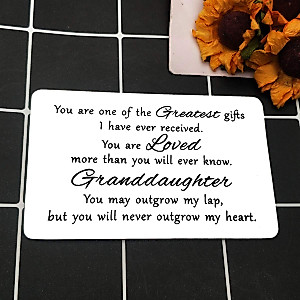To My Granddaughter Gifts from Grandma Grandpa Gift Cards for Granddaughter Great Granddaughter Birthday Card, Laser Engraved Stainless Steel Wallet Card Love Note Insert Card Gift for Granddaughter
