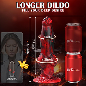 Thrusting Dildo Vibrator Sex Toys - 4IN1 Huge Monster Dildo with 7 Modes for U and G-spot, Thick Anal Dildos with Suction Cup, 8.8" Big Knot Fantasy Dildo Adult Sex Toys & Games for Women Men