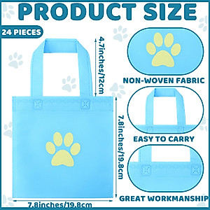 Aliceset 24 Pcs Dog Gift Bags with Handles 7.8 x 7.8 Inch Paw Print Bags Non Woven Cartoon Dog Party Favor Bags Paw Goodie Bags Reusable Paw Print Treat Bags for Dog Puppy Birthday Party Supplies