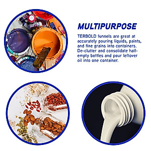 Terbold 4pc Funnel Nesting Set in BPA Free Plastic for Kitchen Cooking, Car Oil, Home, or Lab Use (Blue)