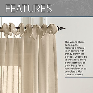 Elrene Home Fashions Vienna Sheer Tie-Top Window-Curtain Panel, 52 in x 84 in (1 Panel), Flax