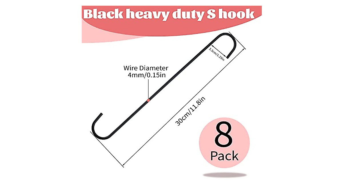 Heavy Duty 8Pack 11.8 Inch S Hooks for Garden Kitchen & More