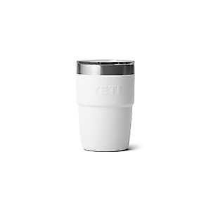 YETI Rambler 8 oz Stackable Cup, Stainless Steel, Vacuum Insulated Espresso Cup with MagSlider Lid, White