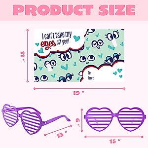 JOYIN 32 Packs Valentines Day Shade Glasses with Gift Cards Heart Shaped Shutter Glasses Heart Glasses Valentines Day Accessories for Kids Valentine's Party Favor Classroom Exchange Prize Supplies
