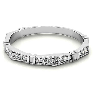 Excellent Round Brilliant Cut 0.13 Carat, Moissanite Diamond Promise Band, Prong Set, Eternity Sterling Silver Band, Valentine's Day Jewelry Gifts, Customized Band (6)