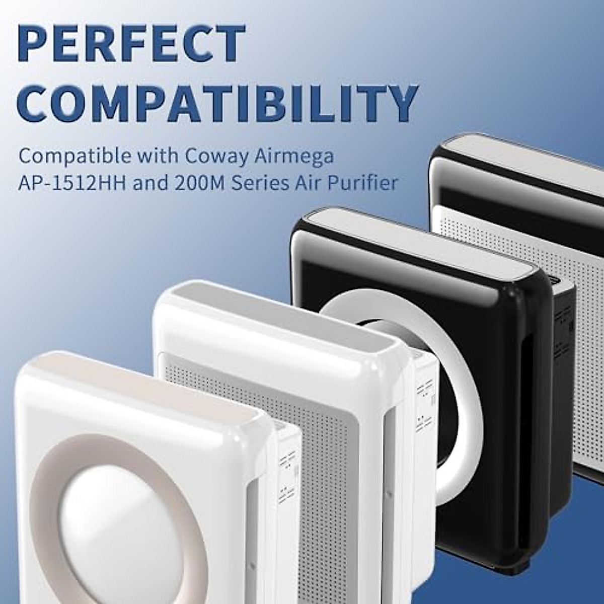 4 Pack AP-1512HH True HEPA Replacement Filter for Coway Airmega AP-1512HH and Airmega 200M Series Air Purifiers (AP-1512HH, AP-1512HH-FP, AP-1518R, AP-1519P), Compared to Part # 3304899