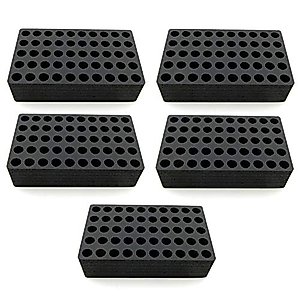 Polar Whale 5 Test Tube Racks Black Foam Storage Rack Organizer Stand Transport Holds 50 Tubes Each Fits up to 16mm Diameter Tubes