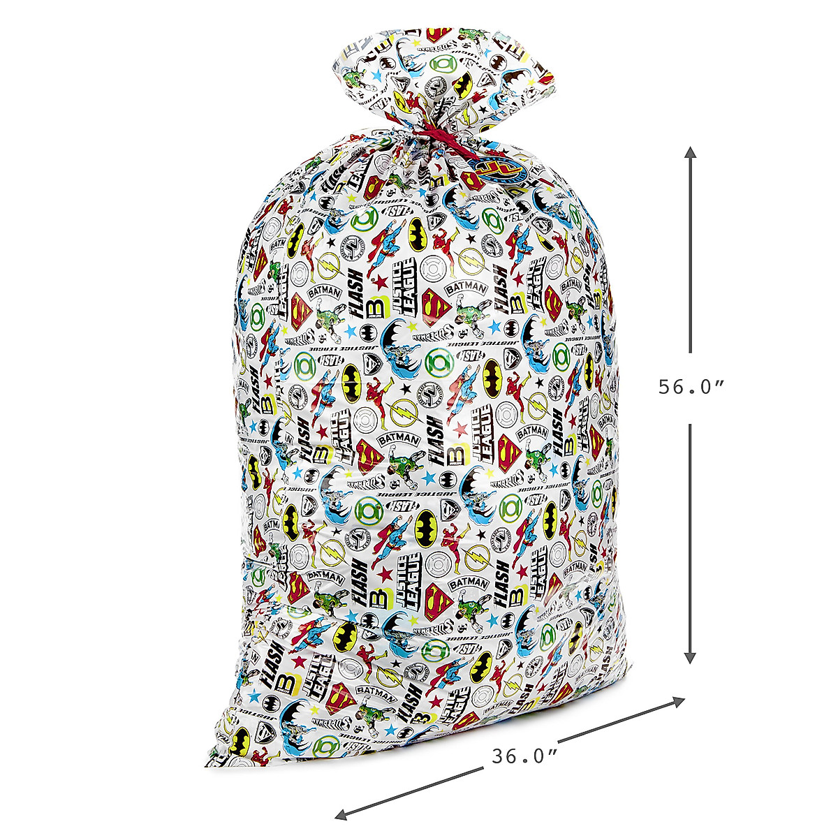 Hallmark 56" Large Plastic Gift Bag (Justice League) for Birthdays, Parties, or Any Occasion