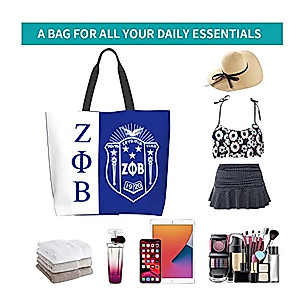 Lunch Bag Tote Bag Ze-ta Beta Large Women Reusable Beach Bags Shoulder Bag Handbag Waterproof for Travel Shopping One Size