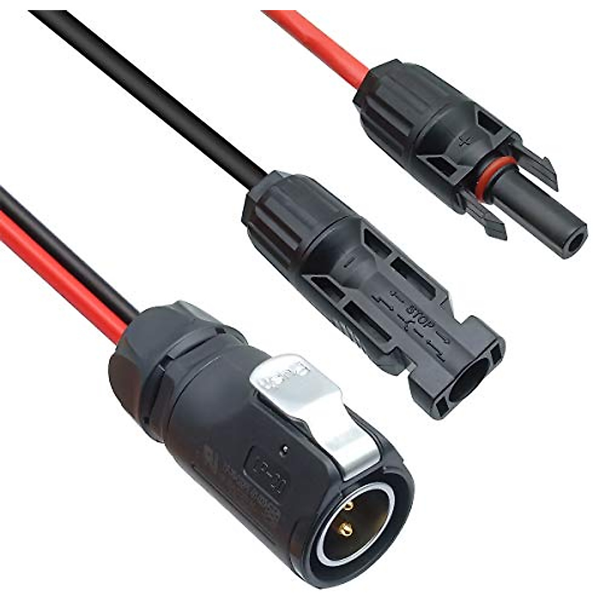 AAOTOKK 10AWG Solar Female & Male Connector to 2 Pin Male Power Industrial Circular Connector for fit Solar Panel Suitcase, Forrest River RV Ports, Grand Design RV's Industry (0.4m/1.3ft)