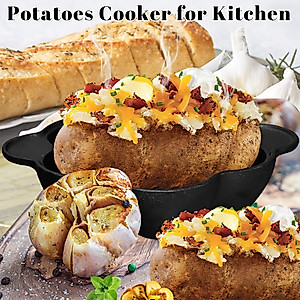 BOLVOUD Pre-Seasoned Cast Iron Dutch Oven Pot – Perfect Garlic Roaster and Potato Baker for Kitchen Oven or Outdoor BBQ Grill – A Must-Have Cast-Iron Ramekin Pot with Lid