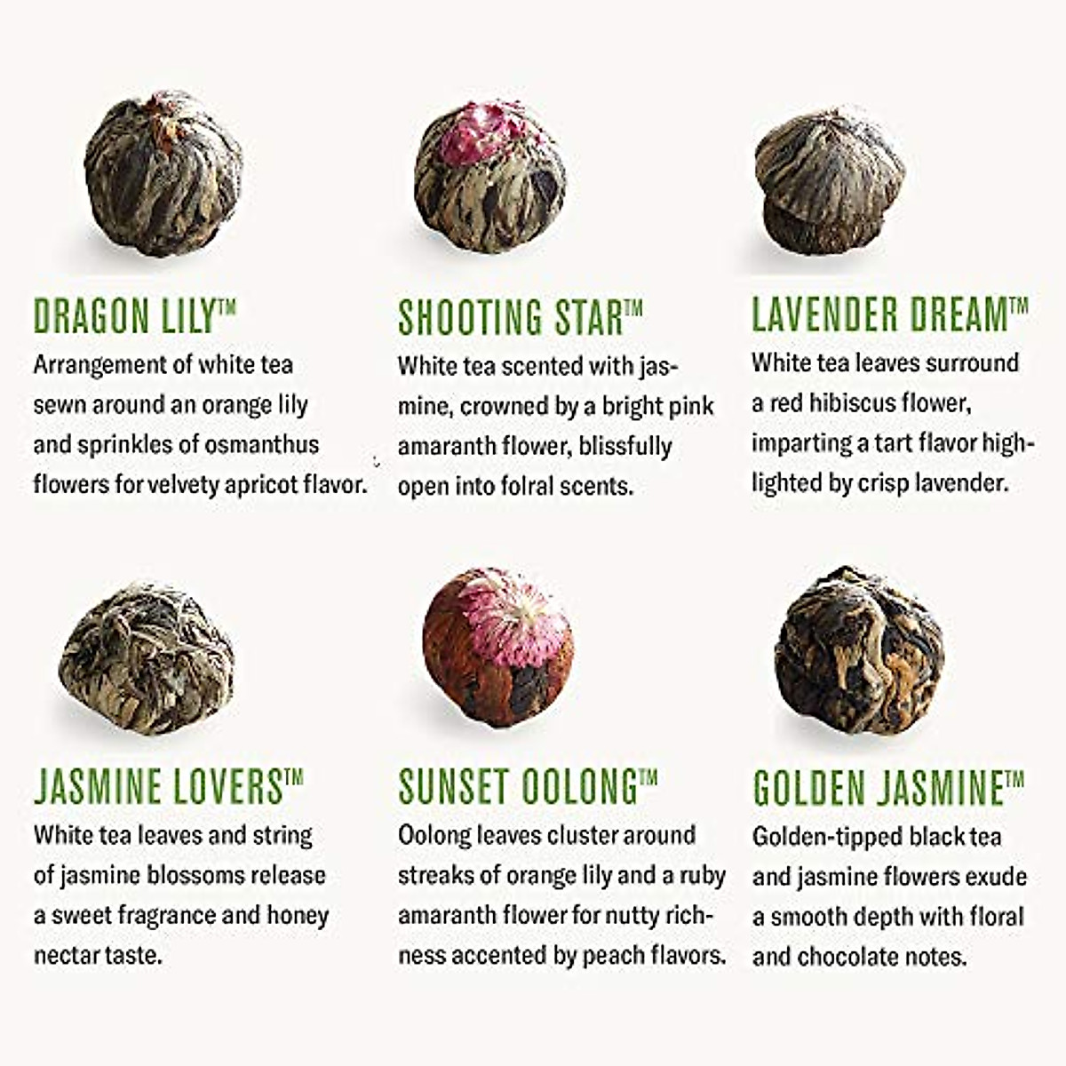 Numi Organic Flowering Tea Gift Set, 6 Handsewn Tea Blossoms & 16-Ounce Glass Teapot, Blooming Tea Flowers