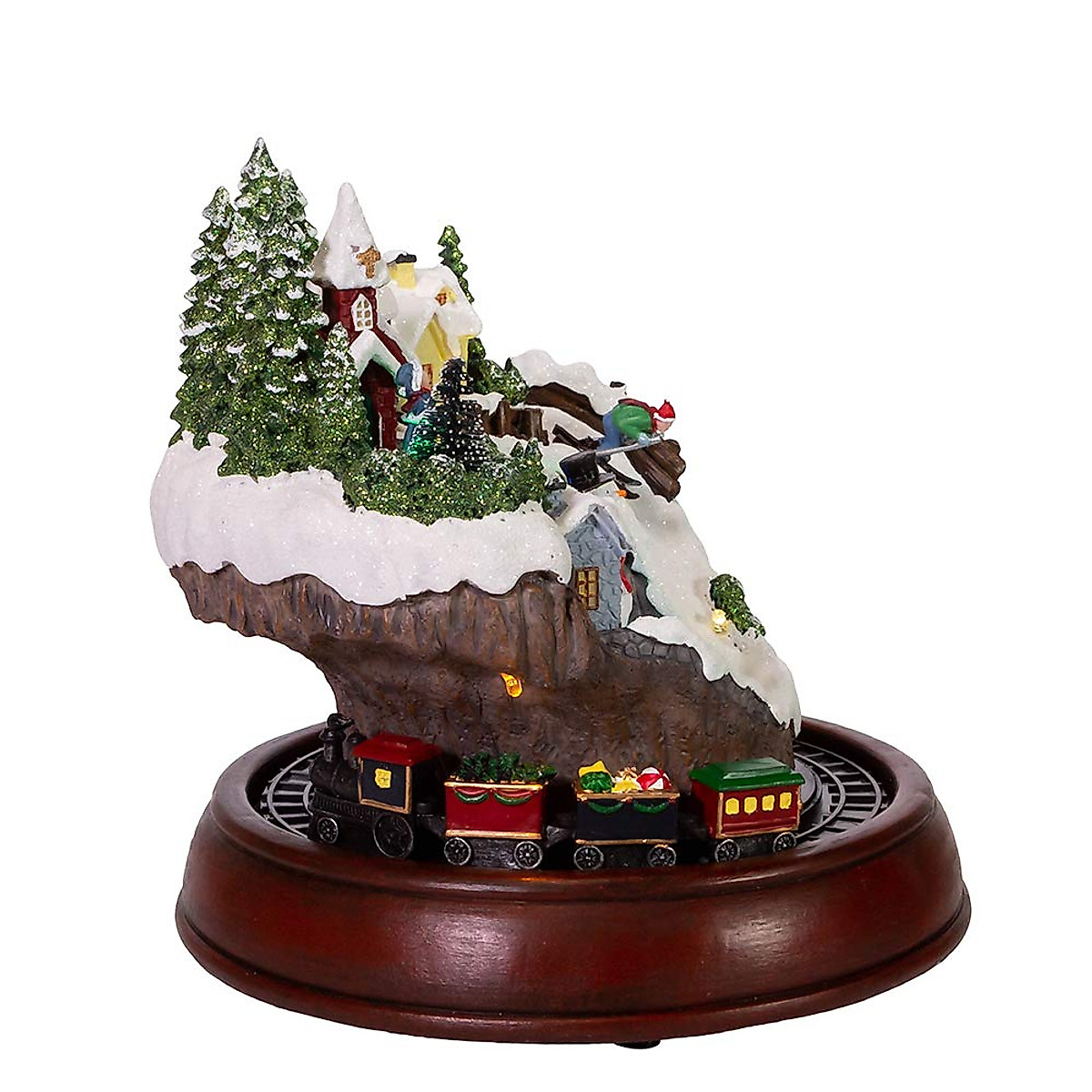 Kurt S. Adler 7.5-Inch Battery-Operated LED Musical Village and Train Table Piece, Multi
