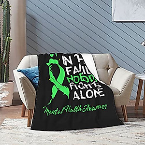 in This Family Nobody Fights Alone Mental Health Awareness Flannel Fleece Throw Blanket ,Softest Super Fluffy Bed Plush Blanket Throw, Sofa Luxury Cozy Couch Blanket 80"x60"