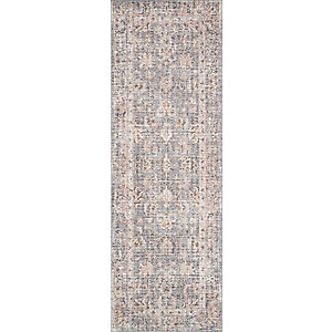 Loloi II Skye Collection SKY-01 Grey/Apricot 5'-0" x 7'-6", 13" Thick,Area Rug,Soft,Durable,Vintage Inspired,Distressed,Low Pile,Non-Shedding,Easy Clean,Printed,Living Room Rug
