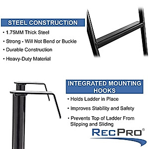 RecPro RV Bunk Ladder 85" | Black | Mounting Brackets Included | Aluminum | Made in USA