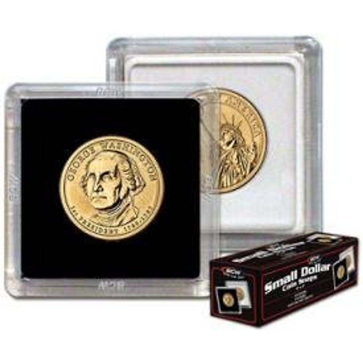 BCW 2x2 Coin Snap - 25 ct Small Dollar| Archival Safe Coin Protector | Crystal Clear Polystyrene Coin Display Case | Ideal for US Sacagawea Dollar | Coin Holders for Collectors
