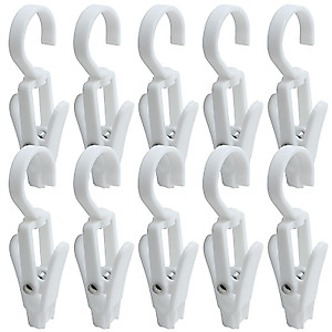 Uenhoy 10 Pcs Super Strong Plastic Clothes Pins, Laundry Hook Clips, Boot Hangers for Closet, Swivel Hanging Clip Hooks for Tall Boots Hats Towels Clothing, White