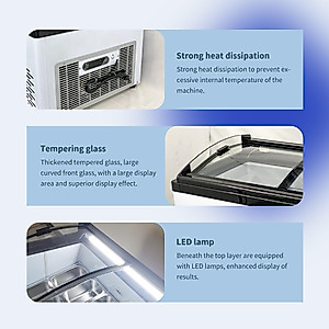 Mvckyi Ice Cream Dipping Cabinet Commercial Ice Cream Display Freezer, 6 Square Pans Gelato Freezer Display Case, Countertop Hard Ice Cream Showcase with LED Light, for Bar, Coffee Shop