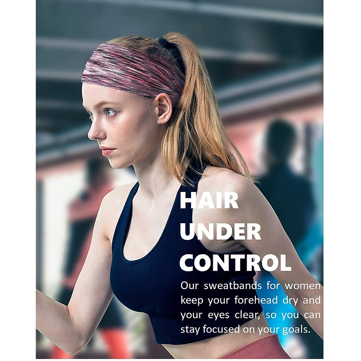 TERSE Moisture Wicking Headbands for Women - Non Slip Sweatbands for Workout, Sports, Yoga, Running, Athletic Hair Bands