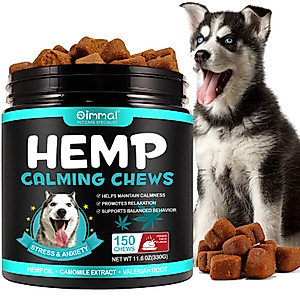 Oimmal Hemp Calming Chews for Dogs, Dog Anxiety Relief Calming Treats, Dog Calming Treats for Separation, Barking, Stress Relief, Thunderstorms, Calming Dog Treats Calming Aid (Duck 150chews)