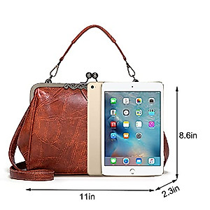 YOUNXSL Women Retro Hollow Oil Wax PU Leather Handbag Multiple Collocations Messenger Bag Handbags Pink