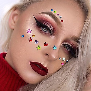 Face Jewels Gems Stick on Face Rhinestones for Makeup Body Jewels Face Crystals Eye Gems Jewels Diamonds Rhinestone Stickers for Face Eye Euphoria Makeup Taylor Gems (Hearts)
