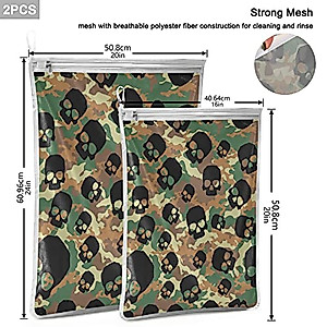 susiyo 2 Pack Mesh Laundry Bag, Camouflage Skull Washing Machine Wash Bags for Travel, Delicates Blouse, Underwear, Bra, Sweater, Baby Clothes (1Small+1Medium)