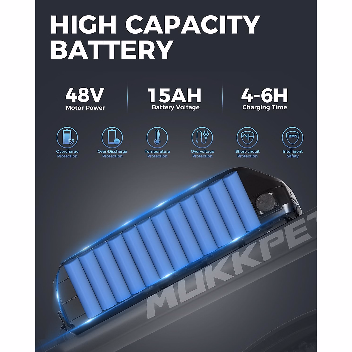 Mukkpet Suburban 750W Electric Bike for Adults, 25MPH Ebike, 26'' X 4.0 All Terrain Tire Electric Mountain Bikes 48V 15AH BMS Removable Battery Adult Electric Bicycles 7-Speed Electric Bike