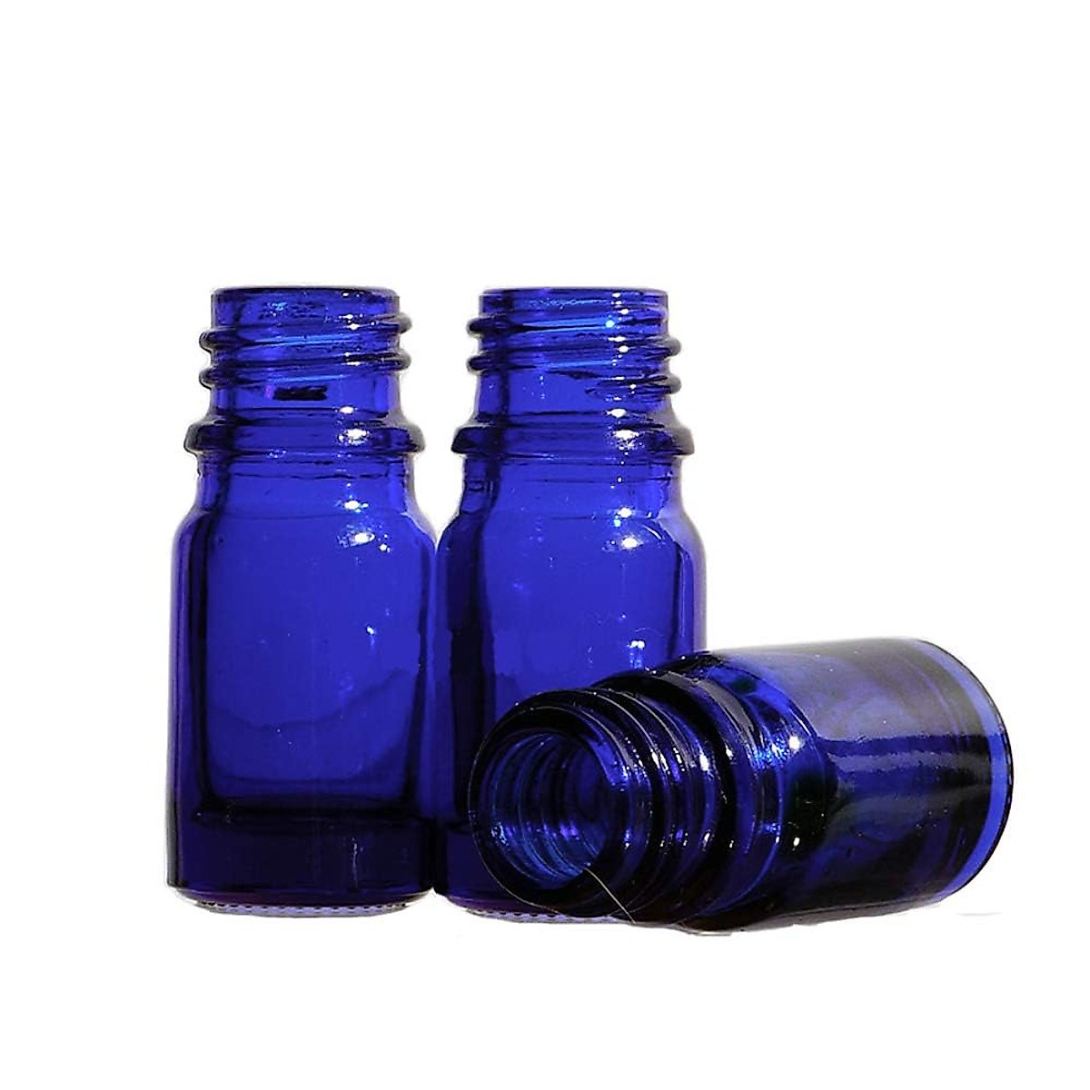 Constore 5ml Cobalt Blue Glass Bottle For Essential Oil Empty Refillable Vials with Euro Dropper Orifice Reducer Liquid Perfume Dispenser Lab Vials Black Coarse Grained Cap-15 Pack