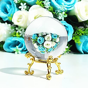 LONGWIN 60mm(2.4inch) Crystal Ball Solid Photography Glass Ball Spere with Golden Flower Stand Magic Ball