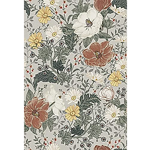 GLOW4U Peel and Stick Vintage Floral Contact Paper Wallpaper for Cabinets Walls Shelves Drawer Arts Crafts Decal 17.7X117 Inches