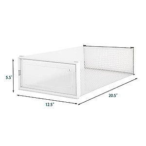 PARANTA 8-Piece Boot Shoe Storage Box, Stackable Clear Plastic Shoe Organizer, with Clear Door For Storing Women Shoes 20.5" x 12.5" x 5.5"