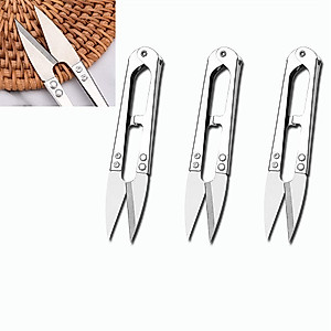 Zittop 2pcs Premium Stainless Steel 4.2in U Sewing Scissors Clippers, Embroidery Yarn Scissors Mini Thread Sewing Cutter, Yarn Fishing Mini Small Snips Trimming Nipper Great for Stitch (Silver)