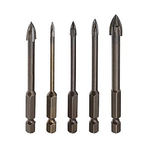 Micro Traders 5pcs Tile Drill Bits with Hex Shank Glass Concrete Drill Bit Set Masonry Drill Bits for Brick Tile Plastic and Wood 3mm 4mm 5mm 6mm 8mm