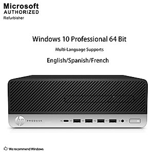 HP ProDesk 600 G3 Small Form Factor PC, Intel Core Quad i5 6500 up to 3.6 GHz, 16GB DDR4, 1TB SSD, WiFi, BT 4.0, VGA, DP, Win 10 Pro 64-Multi-Language Support English/Spanish/French(Renewed)