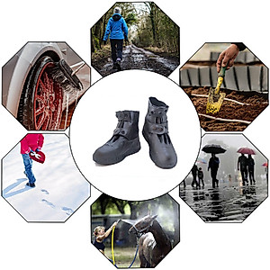 DARAEKJ Waterproof Shoe Covers, Reusable Rain Shoe Covers Waterproof,Non Slip Durable Silicone Shoe Covers Waterproof for Men and Women (XXXL (Women 9.5-11, Men 9-10.5), Black)