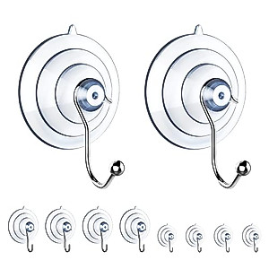 NileHome 10-Pack Suction Cup Hooks, Three Sizes PVC Suction Cups with Transparent Removable Reusable for Kitchen Window Bathroom and Many Types of Walls Doors
