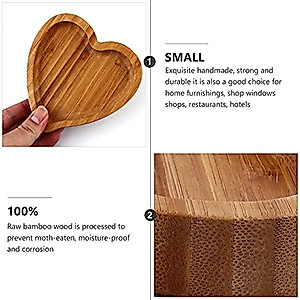 IMIKEYA Heart Shaped Bamboo Tray Wood Plate Wooden Rustic Farmhouse Serving Tray Plate for Home Restaurant Cake Cookie Plate Valentine Christmas Table Decor