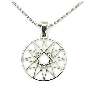 ANGIEHAIE Necklace, 20" Snake Chain with 12 Point Star Charm Pendant Hellenic Greek Magic Twelve Symbol, Pure 304 Stainless Steel