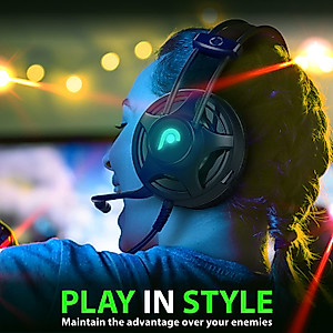 Fosmon Gaming Headset with Microphone & Volume Control, 3D Surround Strong Bass Over Ear Headphone with Ergonomic Headband Compatible with Xbox PS4 PS5 Nintendo Switch PC Laptop Desktop Mac