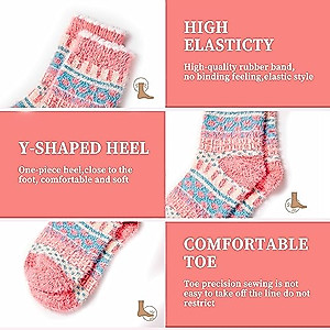 ICEIVY 5 Pack Women Thick Soft Warm Fuzzy Socks Winter Wool Fluffy Cozy Socks Casual Home Sleep Socks with Gifts Box(Multicolor-K)