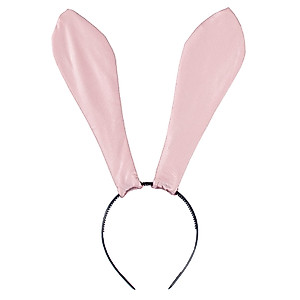 AiMiNa 6Pcs Womens Bunny Costume Cosplay Costume Satin Gloves Rabbit Tail Ear Headband Collar Bow tie stockings set (Pink)
