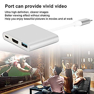 Shanrya Converter, 3 in 1 Type‑c Adapter, 1PCS Plug and Play for Education Presentations Films Exhibitions(Silver)