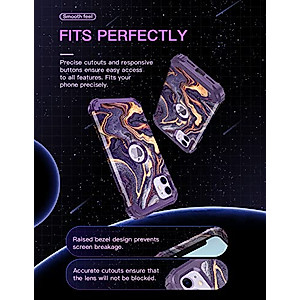 LONTECT for iPhone 11 Case Marble Shockproof Heavy Duty Rugged Durable Protective Cover Girls Women Case for Apple iPhone 11 6.1 Inch, Cobalt Purple