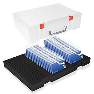Foam Name Badge Holder with case (Holds 48 Badges) Foam Name Badge Holder Tray ID Badge Tray Organizer Clear Name Tag Holders for Desk Office School