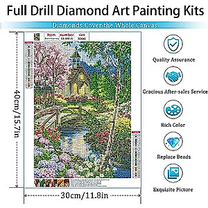 GemZono 4 Pack Diamond Painting Kits for Adults&Kids DIY 5D Diamond Art Paint with Round Diamonds Full Drill Church Gem Art Painting Kit for Home Wall Decor Gifts(12x16inch/30×40cm)