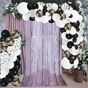 Elecrainbow 120 Pieces White & Black Balloon Arch Garland Kit for Birthday, Graduation, Anniversary, 100 Dots and Balloon Strip Included