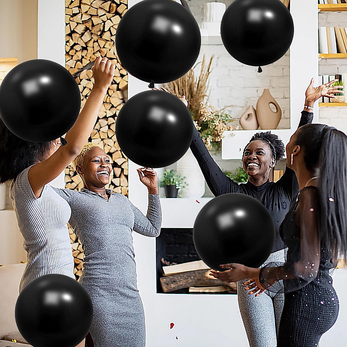 30pcs 18 inch big black balloons Latex Large Round Helium Balloons for Christmas Thanksgiving Baby Shower Wedding Birthday Father's Day Party Decorations
