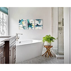 Teal Blue Wall Art Gray Black Turquoise Wall Décor for Living Room Modern Abstract Canvas Painting for Bathroom Bedroom Kitchen Dining Room Office Decor Home Decorations NON-Handmade NON-3D 36''x16''